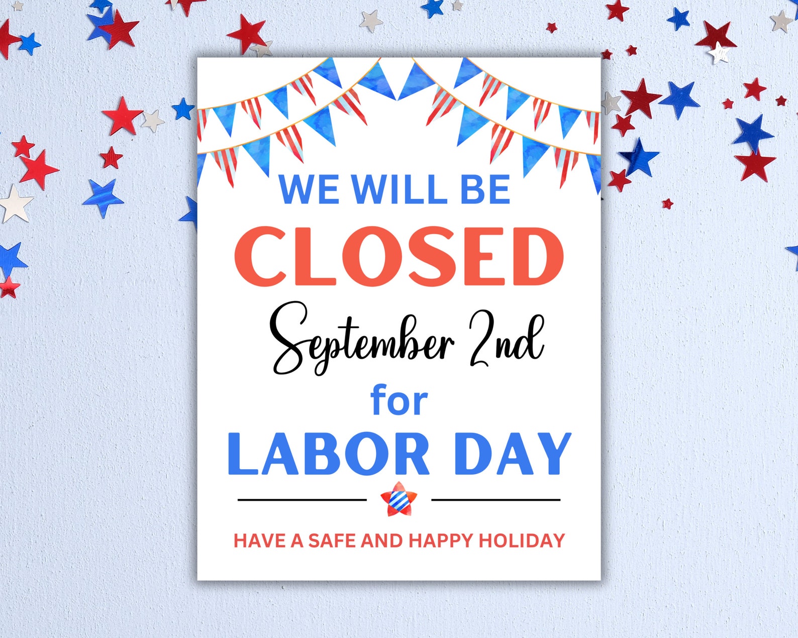 Closed for Labor Day Printable Sign, INSTANT DOWNLOAD, Pdf, Jpg ...