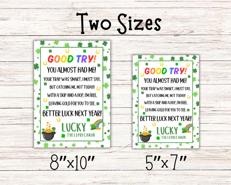 Leprechaun Trap Letter: St Patricks Day Notes for Kids (instant ...