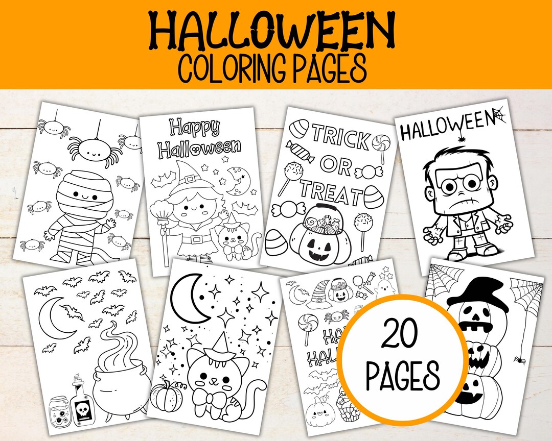 Halloween Coloring Pages for Kids | 20 Printable Designs (8x10, 5x7 ...