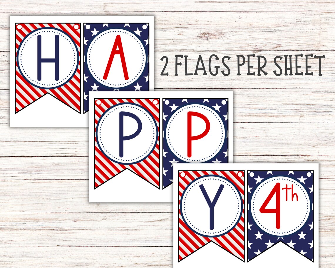 4th of July Banner Printable: Patriotic Party Decor (PDF) - Etsy