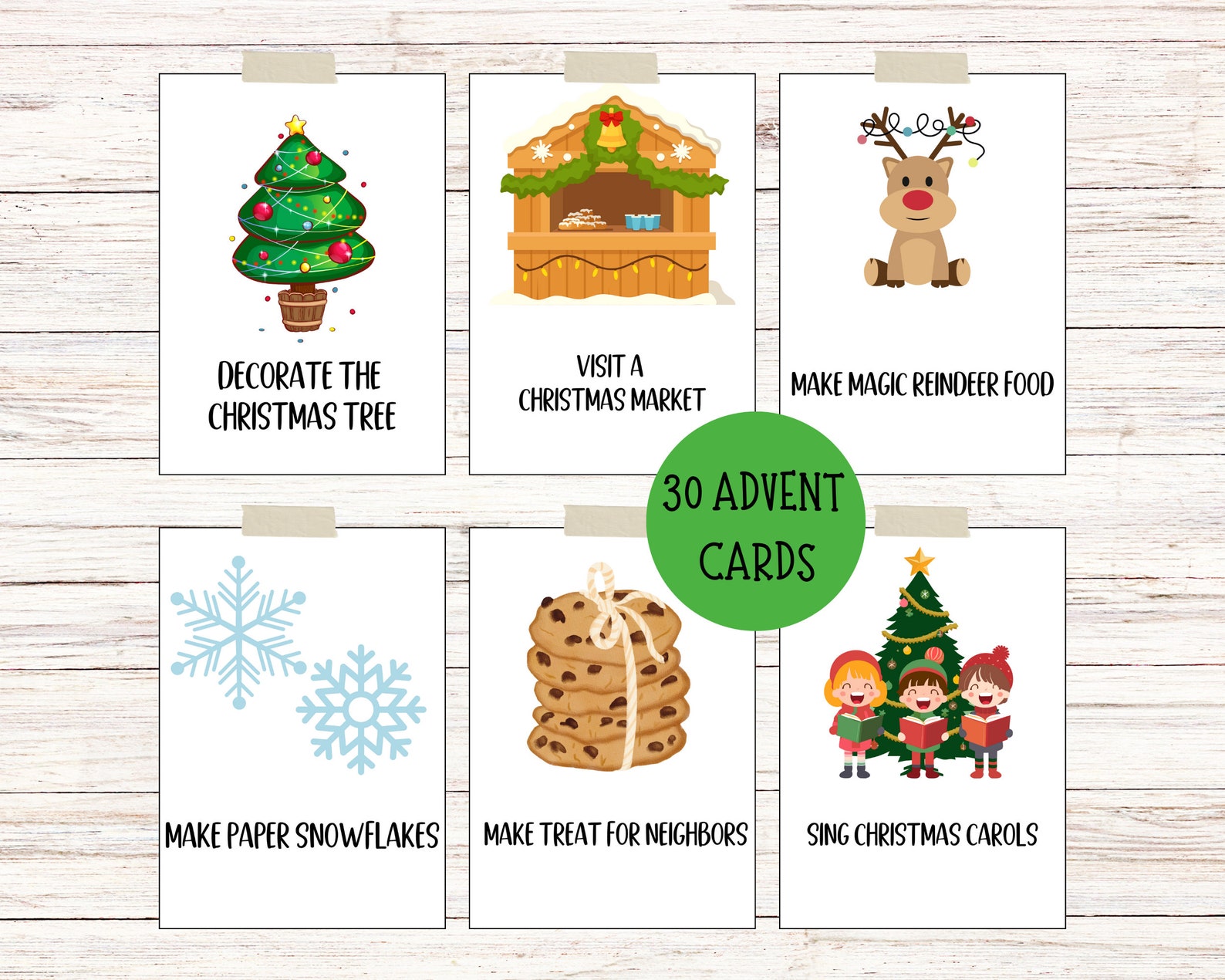 Christmas Bucket List Cards, 30 Printable Advent Cards for Kids ...