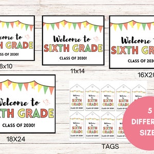 Welcome to Sixth Grade Sign and Tags - Classroom Decor - Digital ...