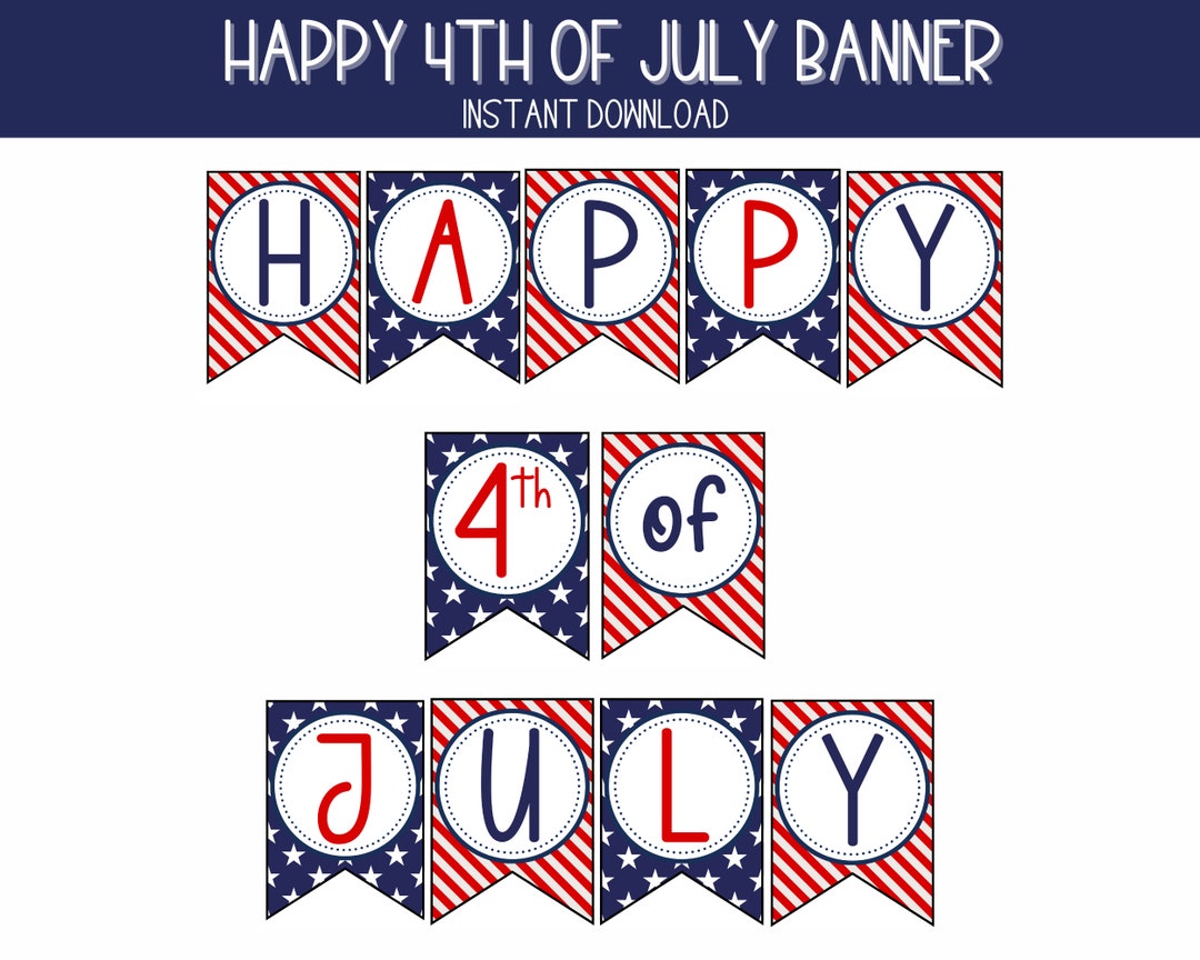 4th of July Banner Printable: Patriotic Party Decor (PDF) - Etsy