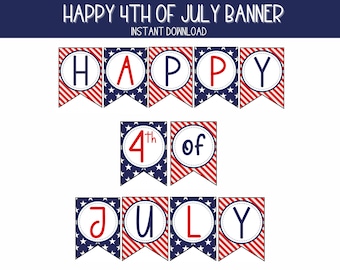 4th of July Banner Printable: Patriotic Party Decor (PDF) - Etsy