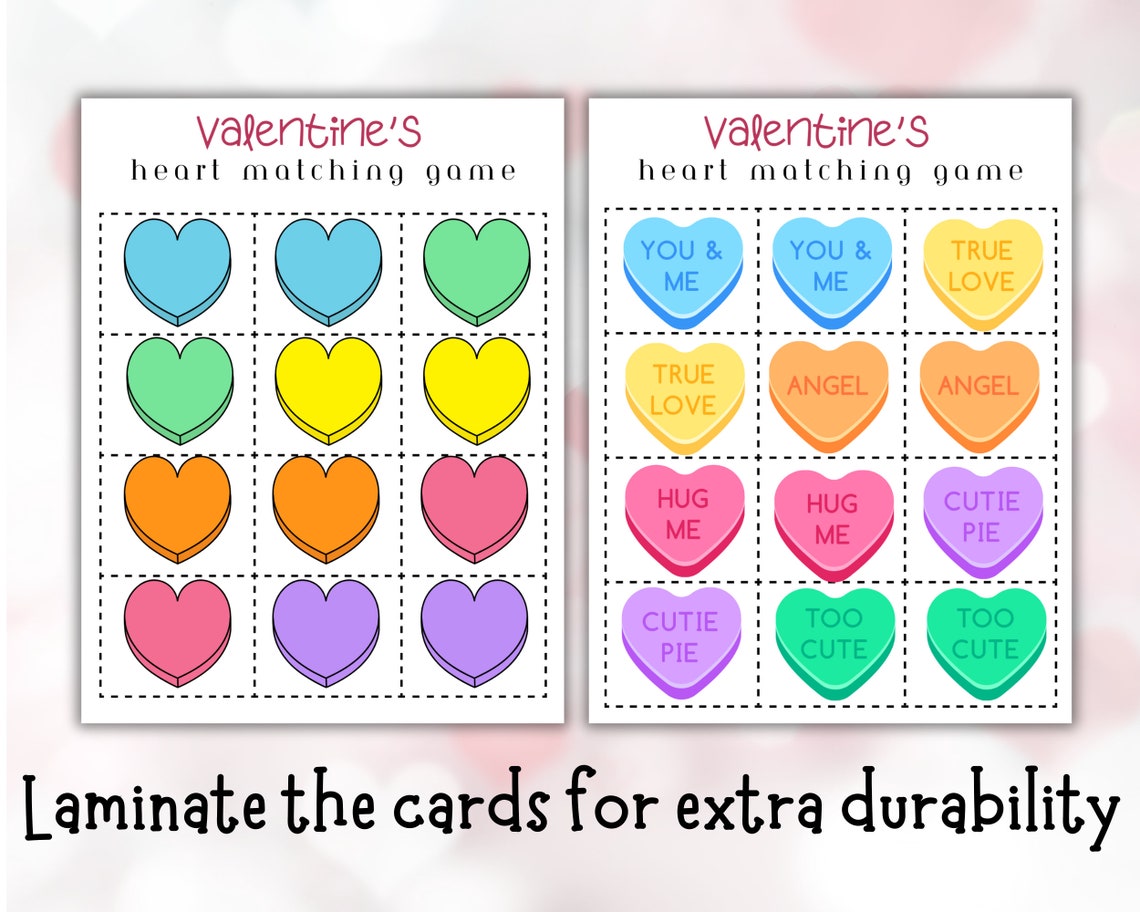 Valentine's Heart Matching Game - Fun and Educational Activity - Etsy