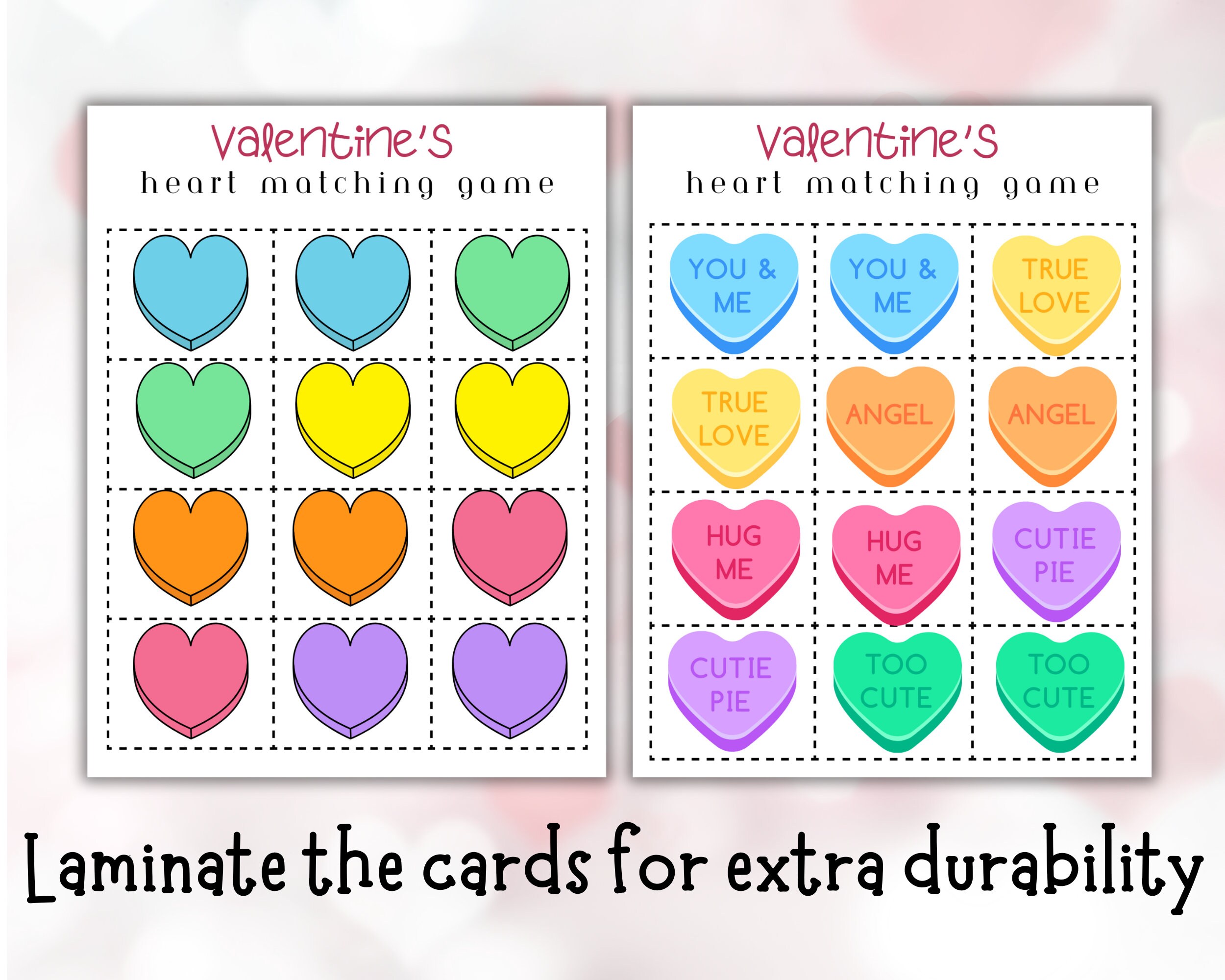 Valentine's Heart Matching Game - Fun and Educational Activity - Etsy