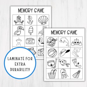 Summer Memory Game Printable, Black and White, Matching and Memory Game ...
