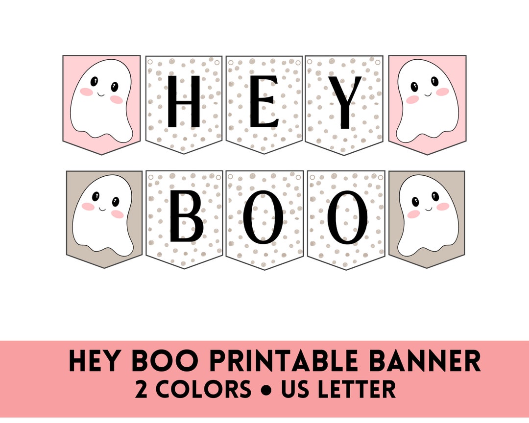 Hey Boo Ghost Banner: Boho Halloween Decor (printable) - Etsy