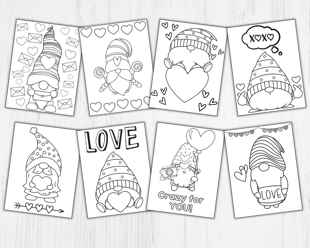 Valentine Activity Craft, Valentine Coloring Pages, Valentine Gnomes ...