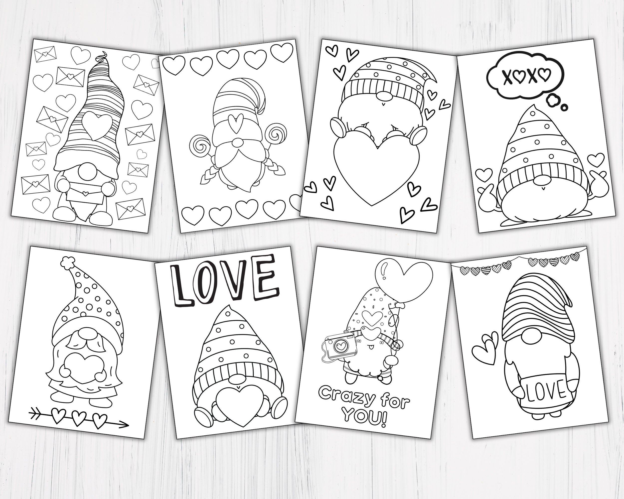 Valentine Activity Craft, Valentine Coloring Pages, Valentine Gnomes ...