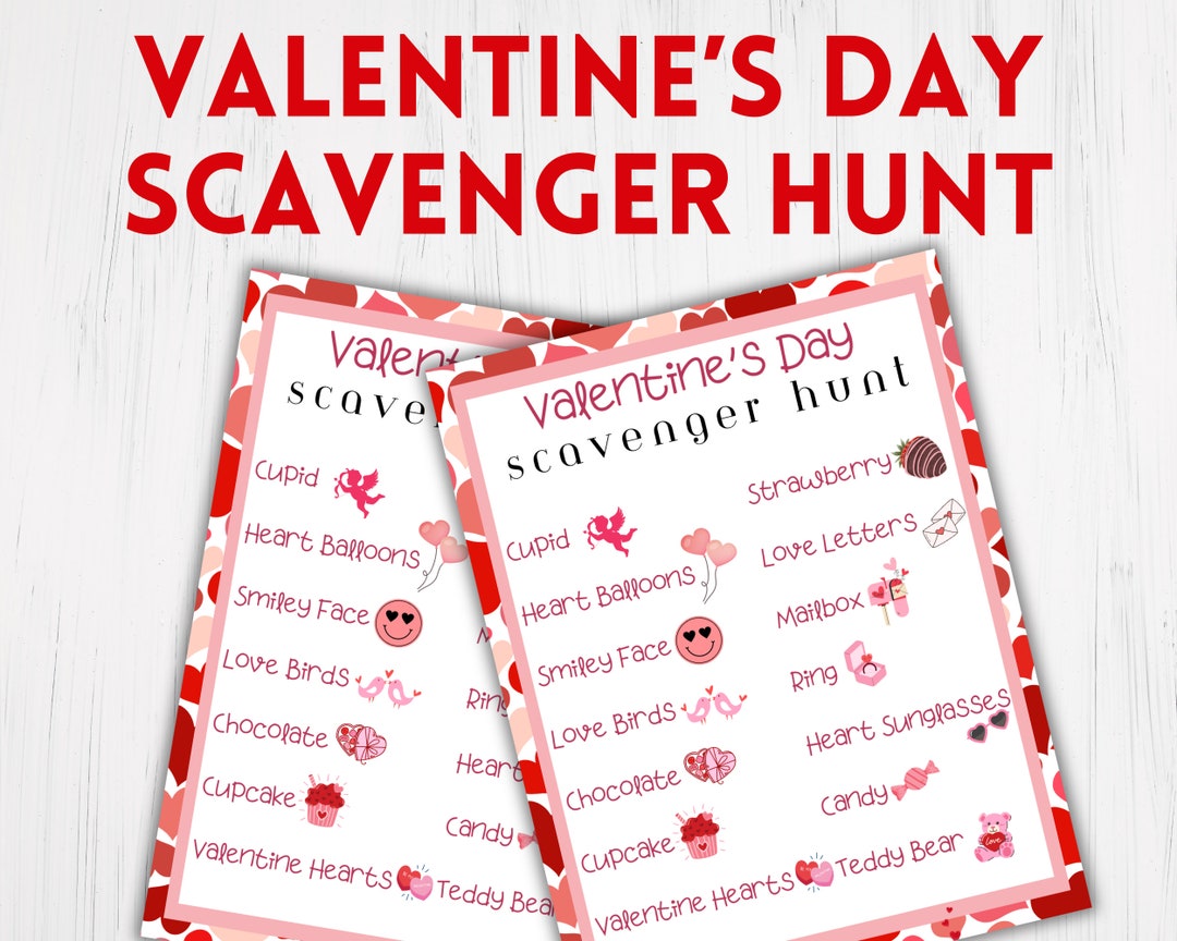 Valentine's Day Scavenger Hunt Printable, Valentine Game for Kids ...
