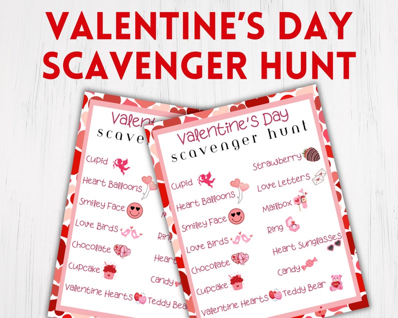 Valentine's Day Scavenger Hunt Printable, Valentine Game for Kids ...