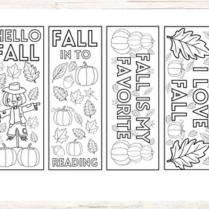 Printable Fall Color Your Own Bookmarks - Set of 4,instant Digital ...
