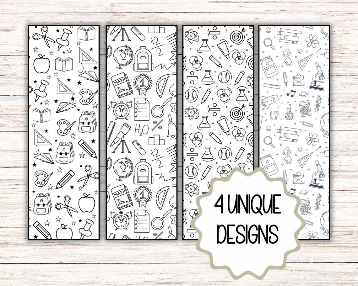 Back to School Coloring Bookmarks: Classroom Activity, Printable (PDF ...