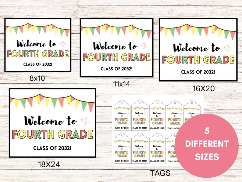 Welcome to Fourth Grade Sign & Gift Tags (digital Download) - Etsy