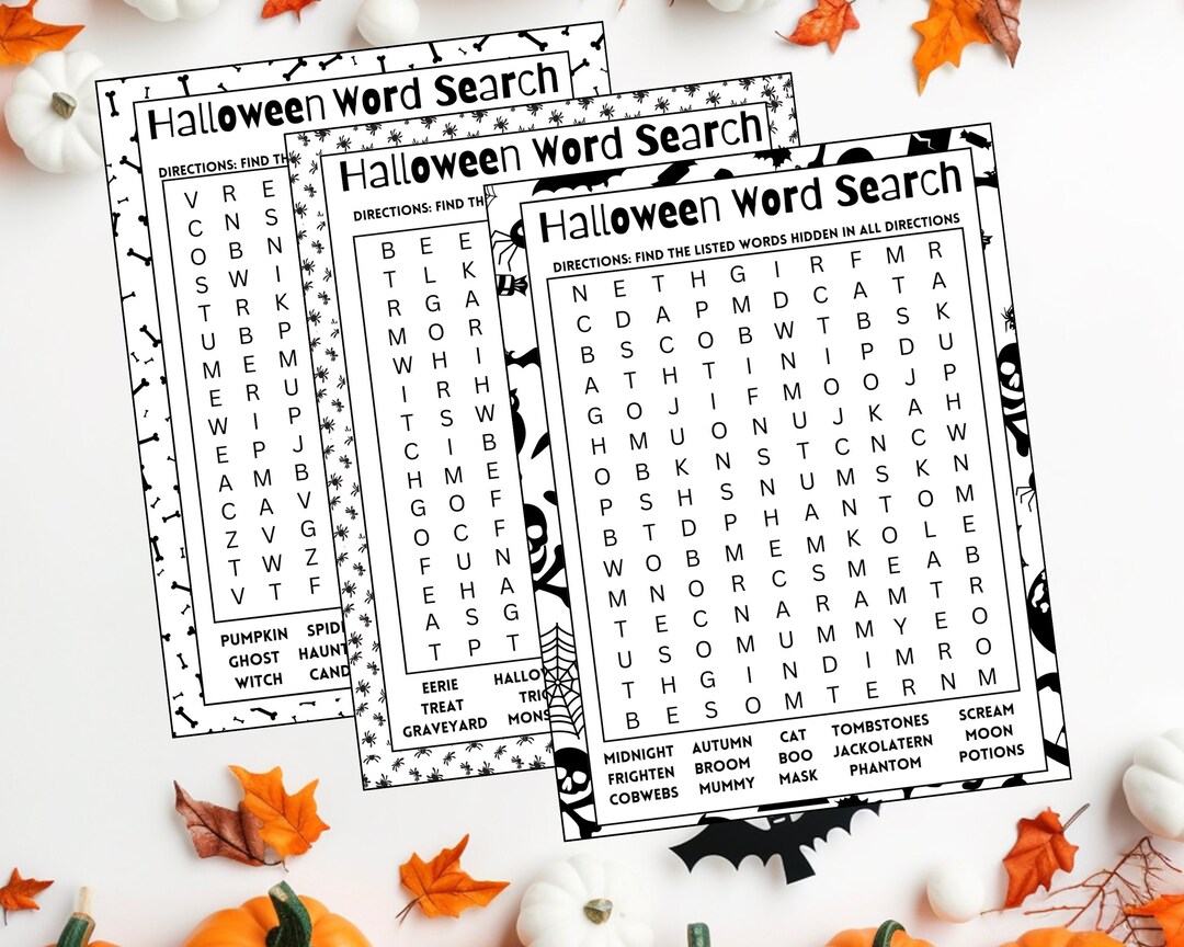 Halloween Word Search Bundle - Halloween Word Search Game - Printable ...