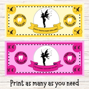 Tooth Fairy Play Money: Fun Pretend Currency (digital Download) - Etsy