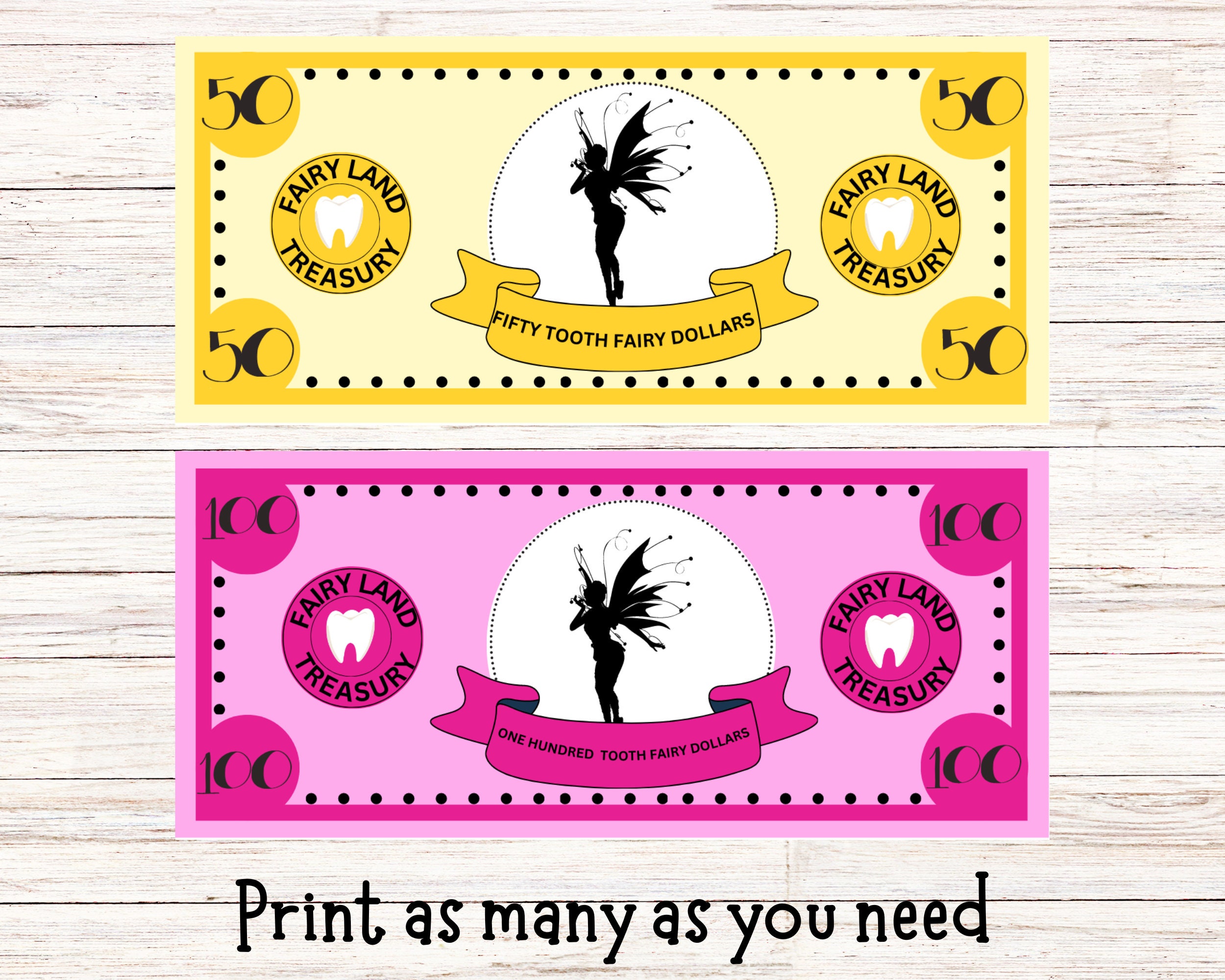 Tooth Fairy Play Money: Fun Pretend Currency (digital Download) - Etsy