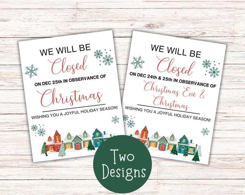 Closed for Christmas Eve & Christmas Printable Sign, 8x10 - Etsy