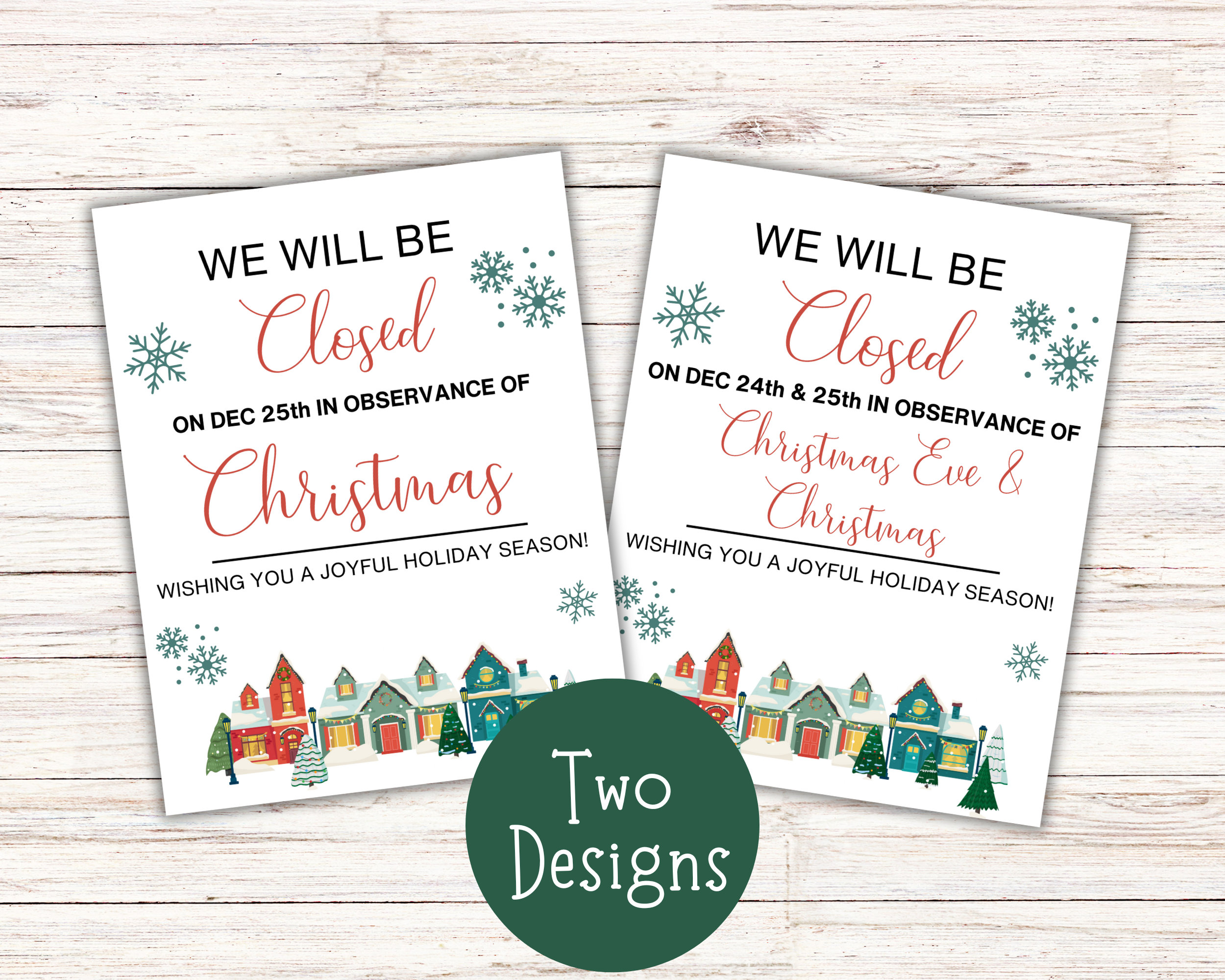 Closed for Christmas Eve & Christmas Printable Sign, 8x10 - Etsy