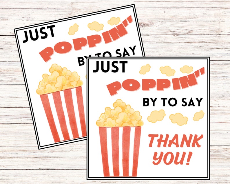 Just Poppin' by to Say Thank You Printable Gift Tags - Set of 24 ...