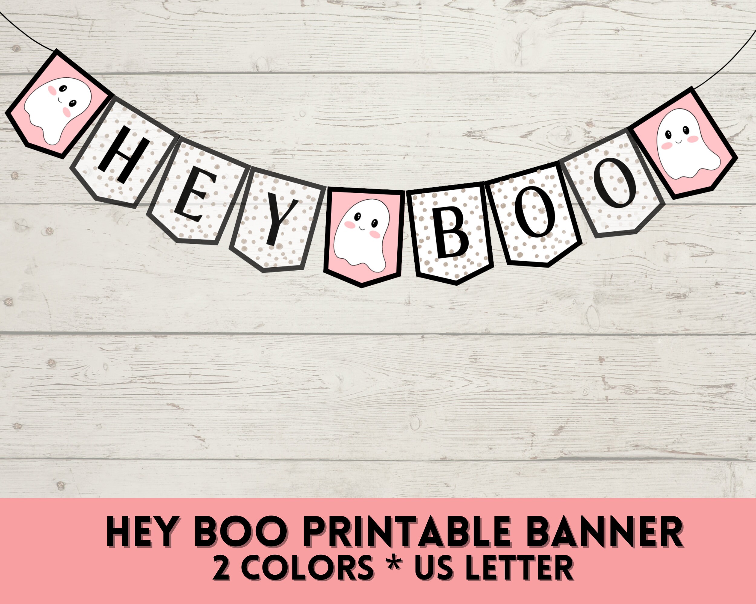 Hey Boo Boho Halloween Banner Printable Ghost Boo Banner Instant ...
