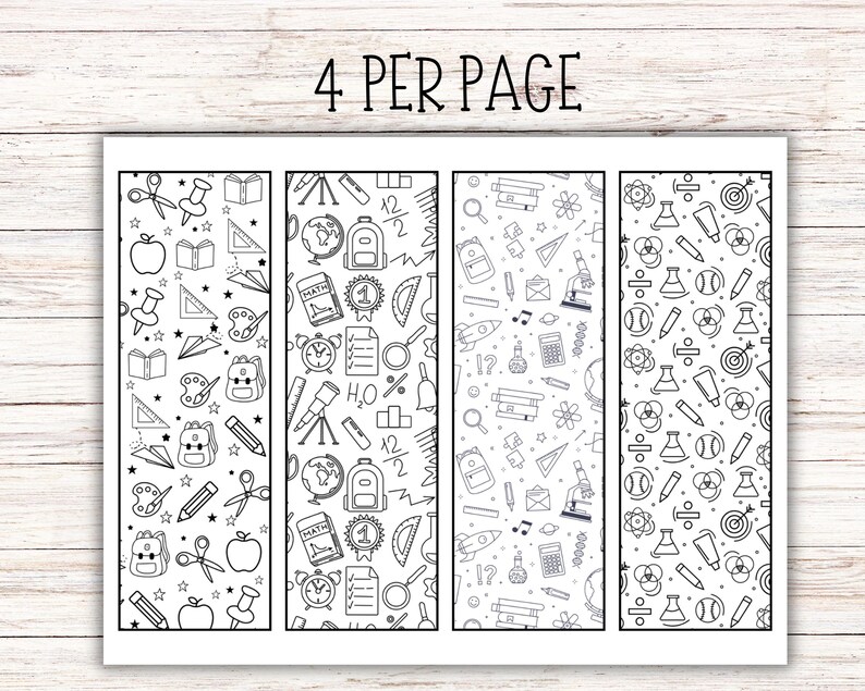 Back to School Coloring Bookmarks: Classroom Activity, Printable (PDF ...