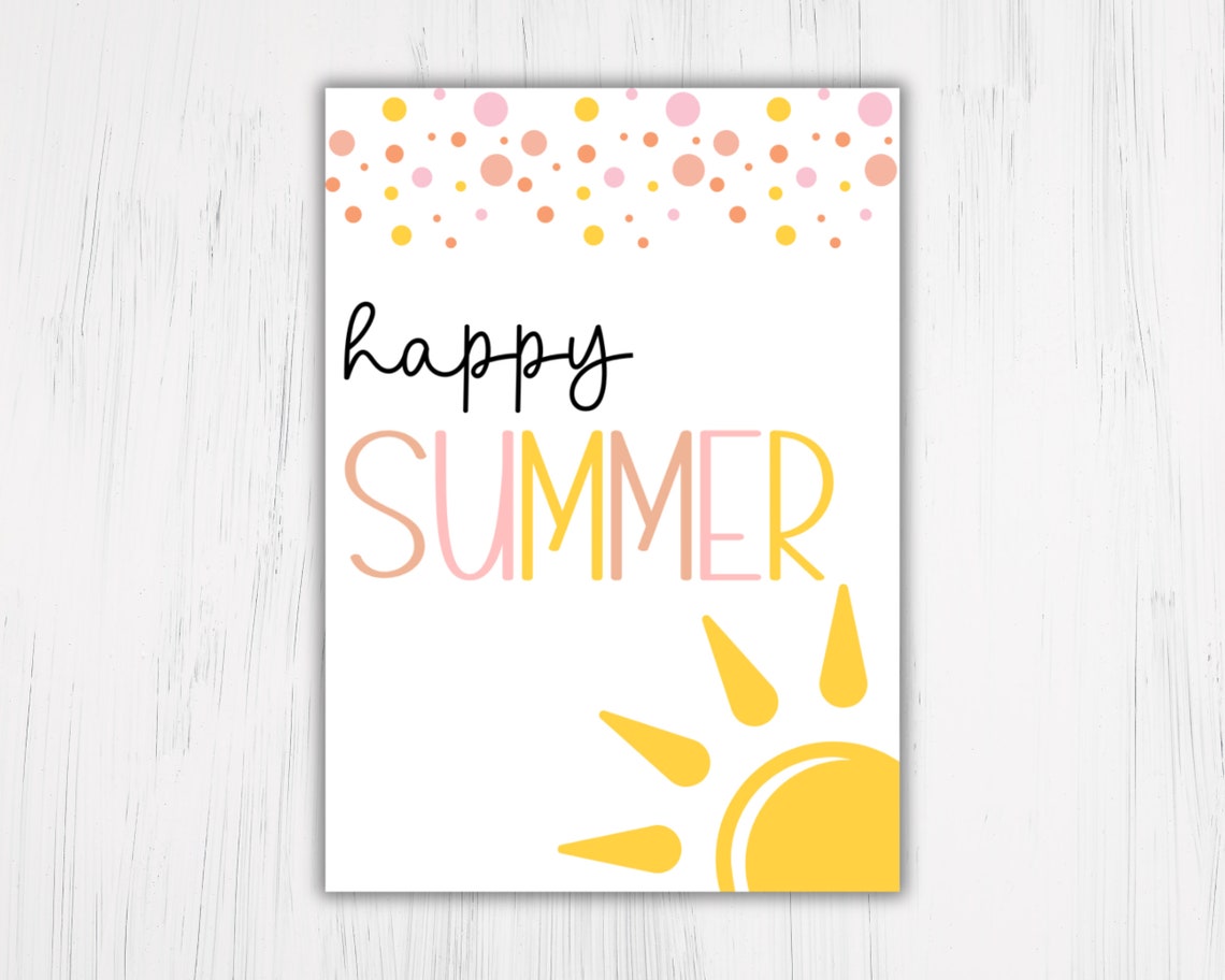 Happy Summer Gift Tags, 2.5x3.5 Inches, Printable Summer Tags, End of ...