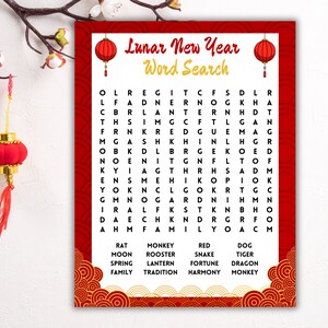 Chinese New Year Word Search, Chinese Zodiac Word Search, Lunar New ...