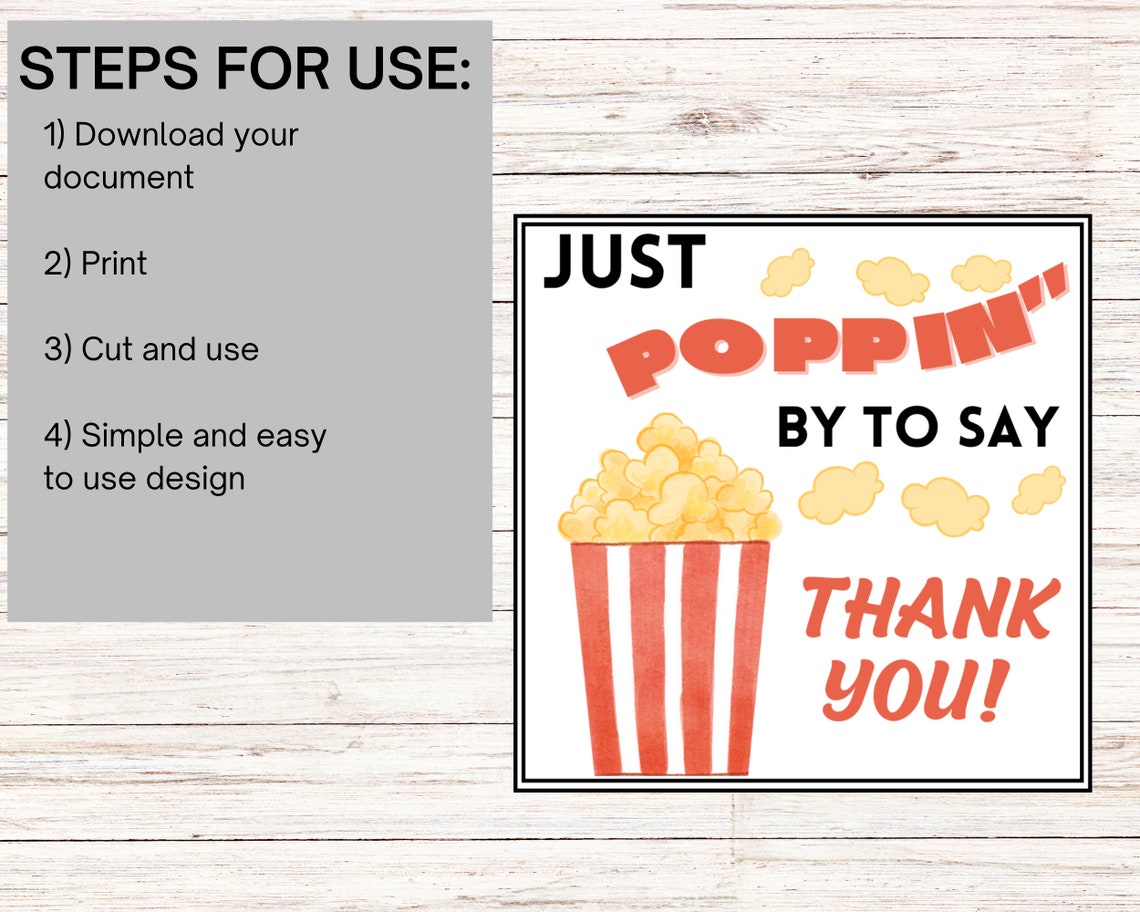 Just Poppin' by to Say Thank You Printable Gift Tags - Set of 24 ...
