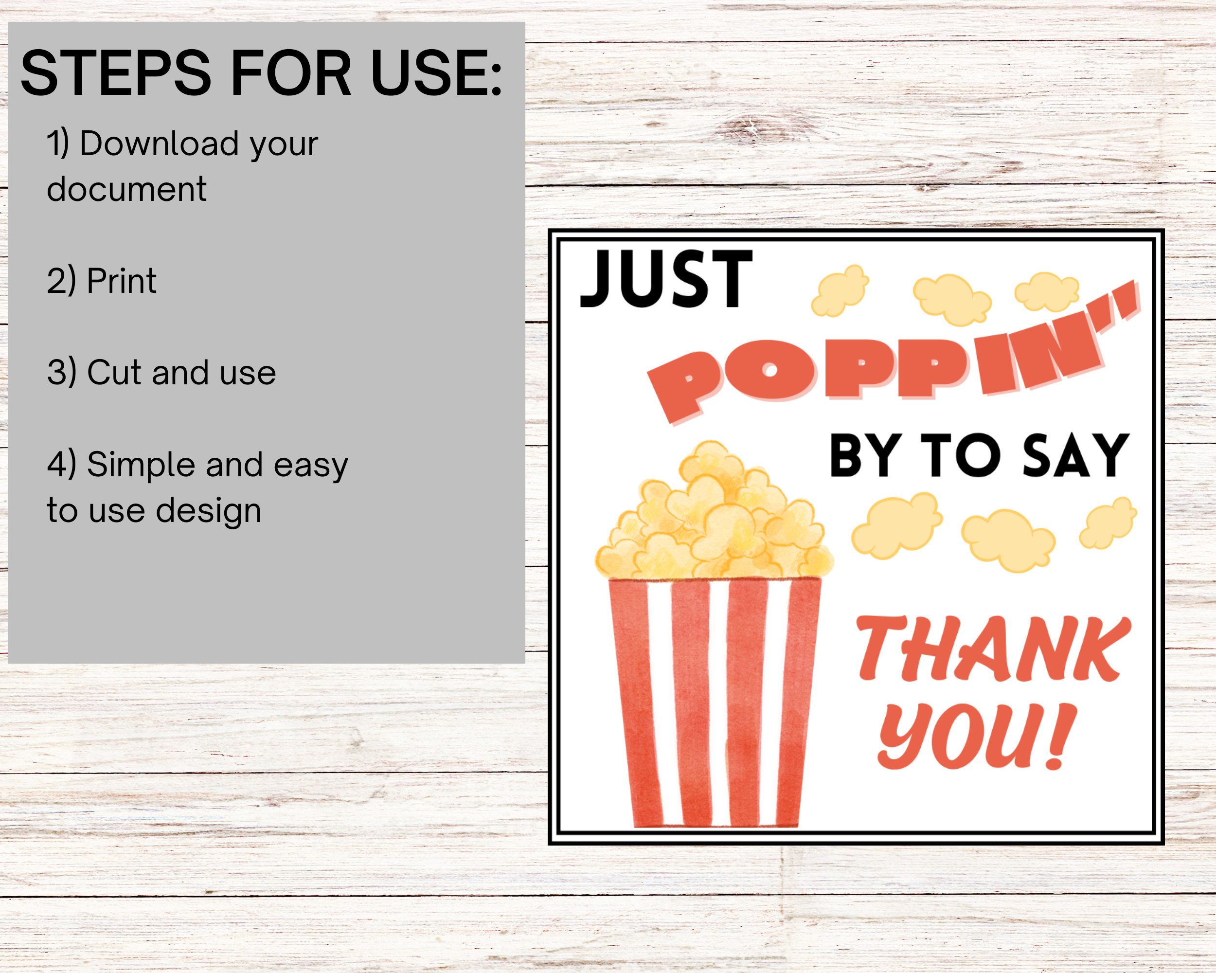 Just Poppin' by to Say Thank You Printable Gift Tags - Set of 24 ...