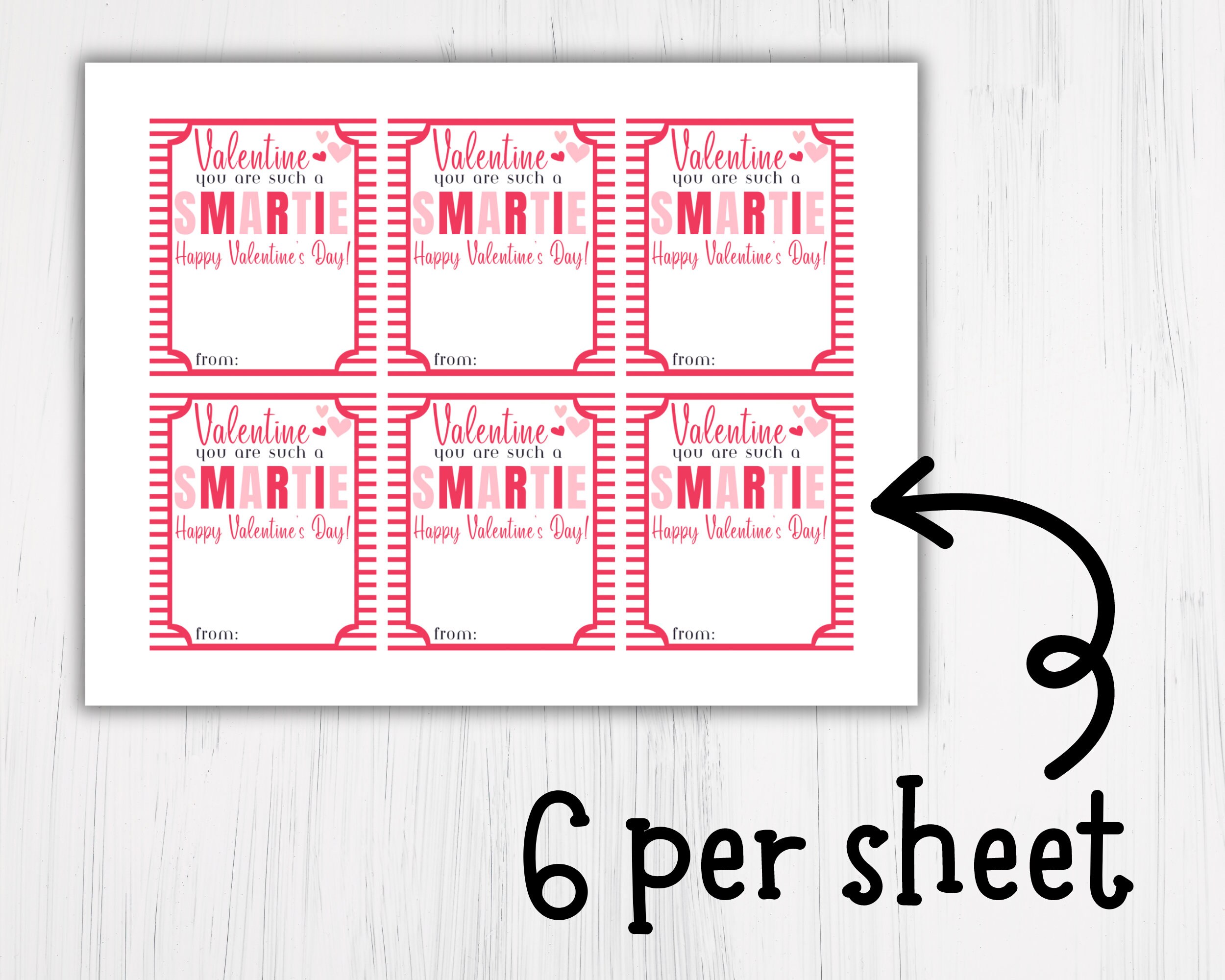 Smartie Valentine's Day Tag Printable: Kids School Cards (PDF) - Etsy