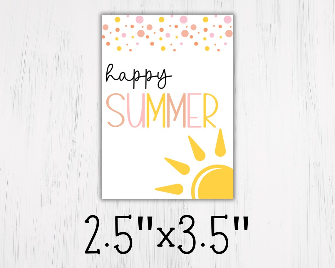 Happy Summer Gift Tags, 2.5x3.5 Inches, Printable Summer Tags, End of ...