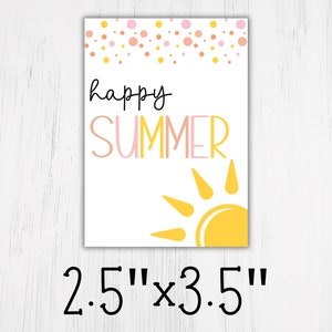 Happy Summer Gift Tags, 2.5x3.5 Inches, Printable Summer Tags, End of ...