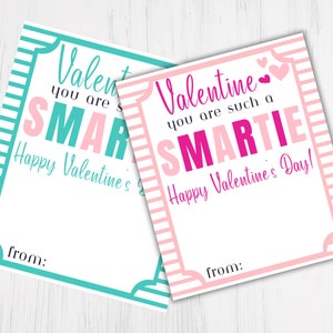 Smartie Valentines Day Printable Tag Bundle, School Valentines Cards ...