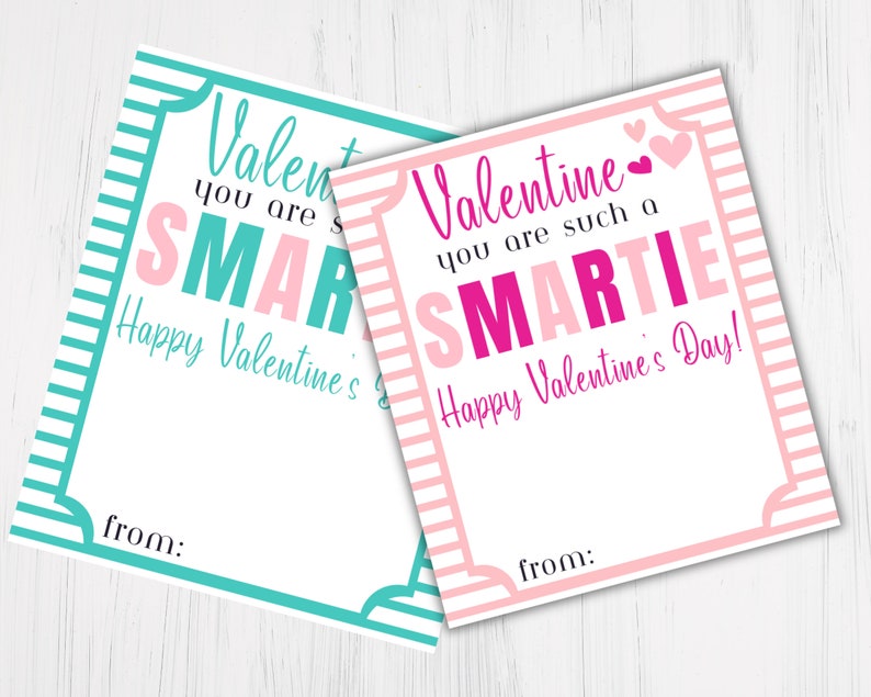 Smartie Valentines Day Printable Tag Bundle, School Valentines Cards ...