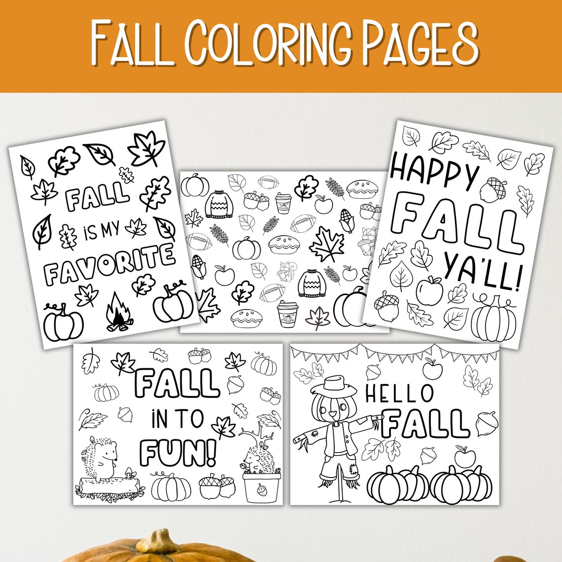 Printable Fall Coloring Pages | Instant Download | Fun Autumn Coloring ...