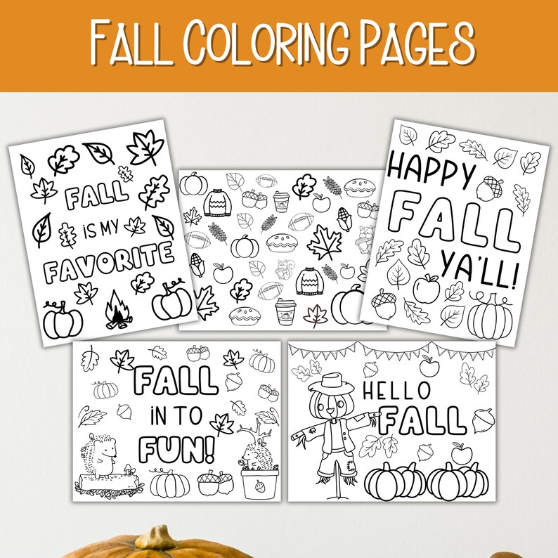 Printable Fall Coloring Pages | Instant Download | Fun Autumn Coloring ...