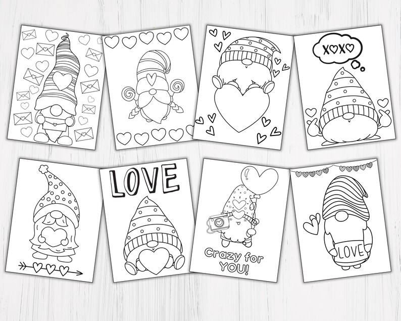 Valentine Activity Craft, Valentine Coloring Pages, Valentine Gnomes ...