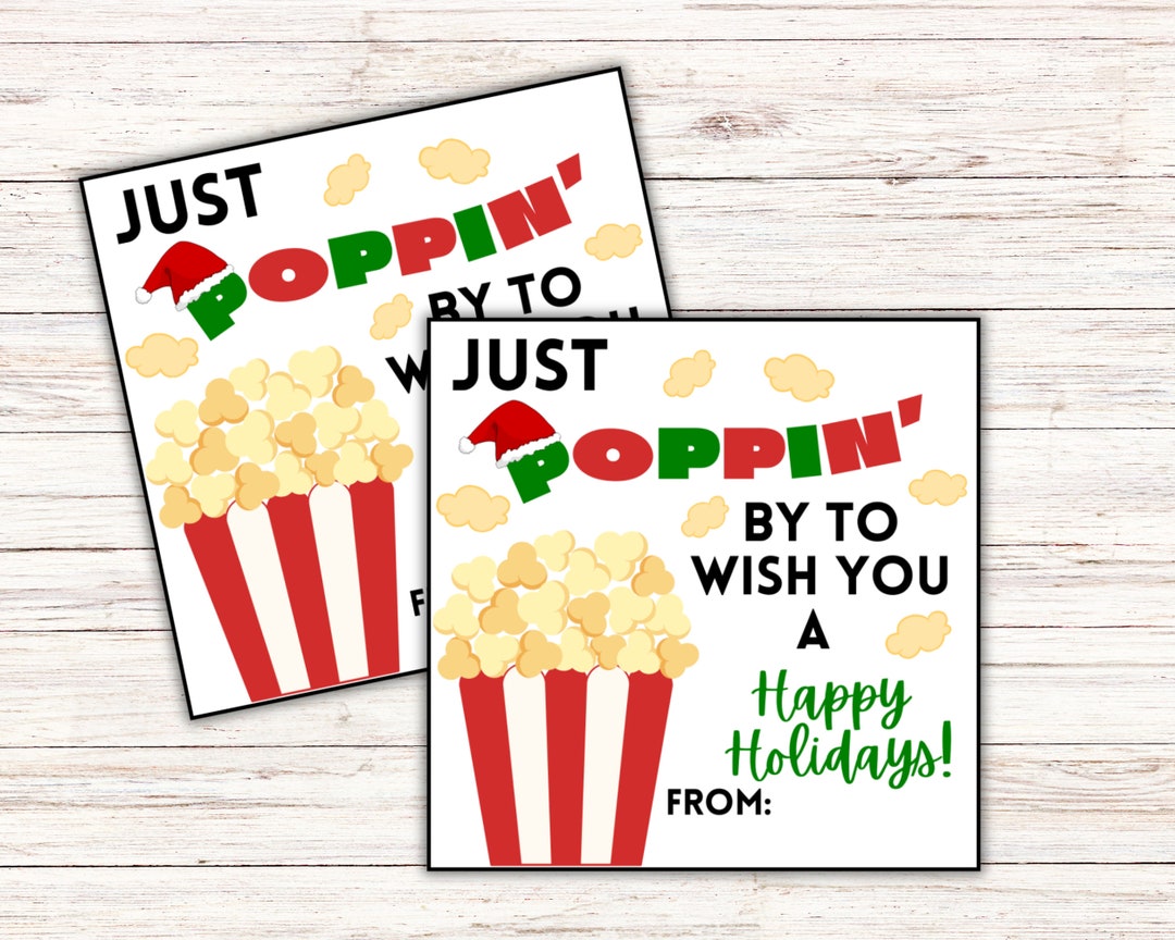 Just Poppin by to Say Happy Holidays, Joyful Holiday Tags - Etsy