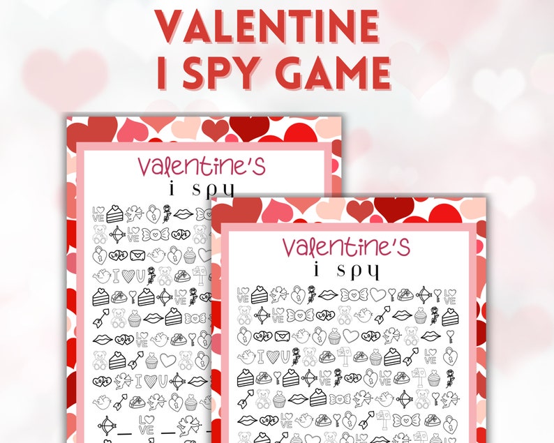 Valentine Day I Spy Game, Valentine's Party Games, Valentines Day ...