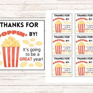 Thanks for Poppin' by Gift Tags - Back to School Printable (set of 24 ...