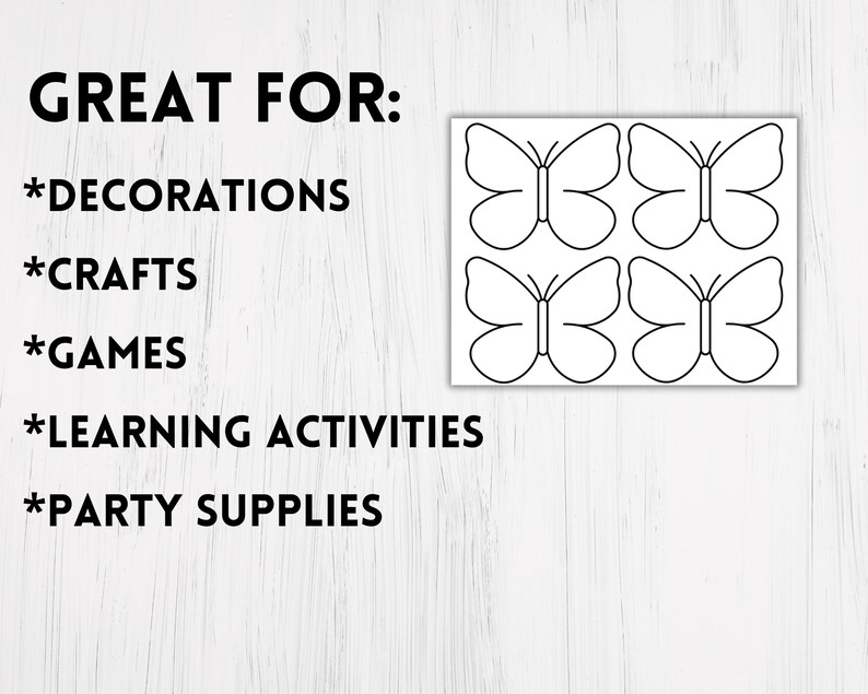 Butterfly Outline Bundle, 7 Sizes, Pdf, Png, Jpg, Instant Download ...