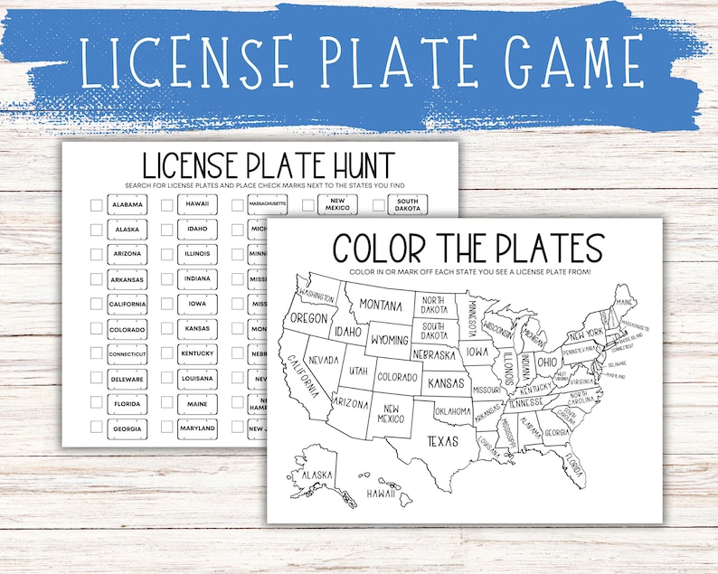 License Plate Game: Road Trip Activity for Kids (PDF) - Etsy