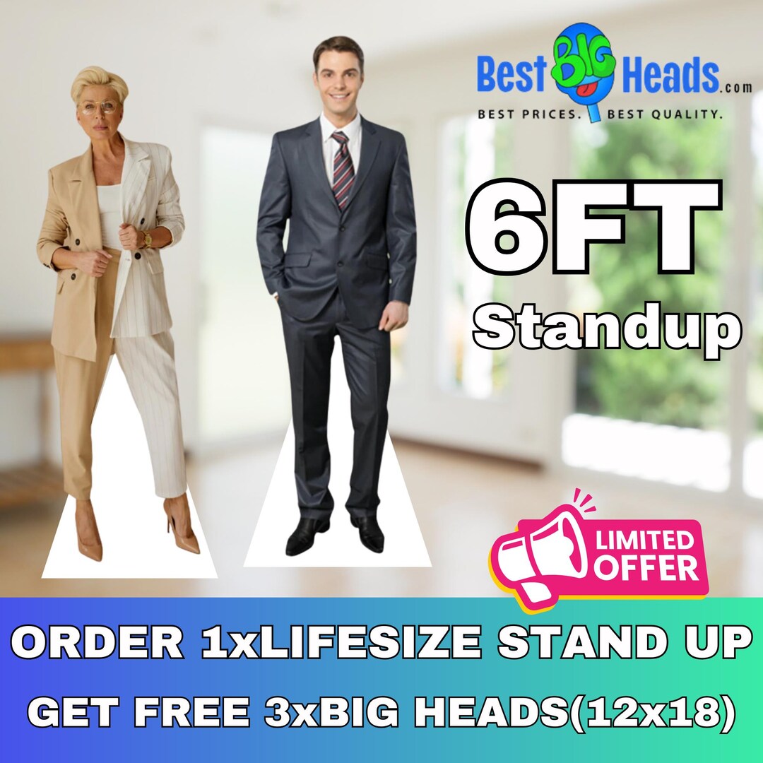 Adult 6ft Cardboard Standup Custom Character Cutouts Photo Print ...
