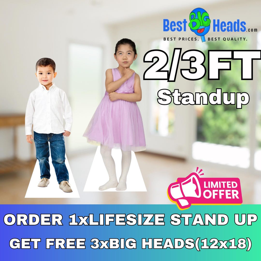 Kids 2ft 3ft Standup Cutouts Character Cardboard Standee Custom ...