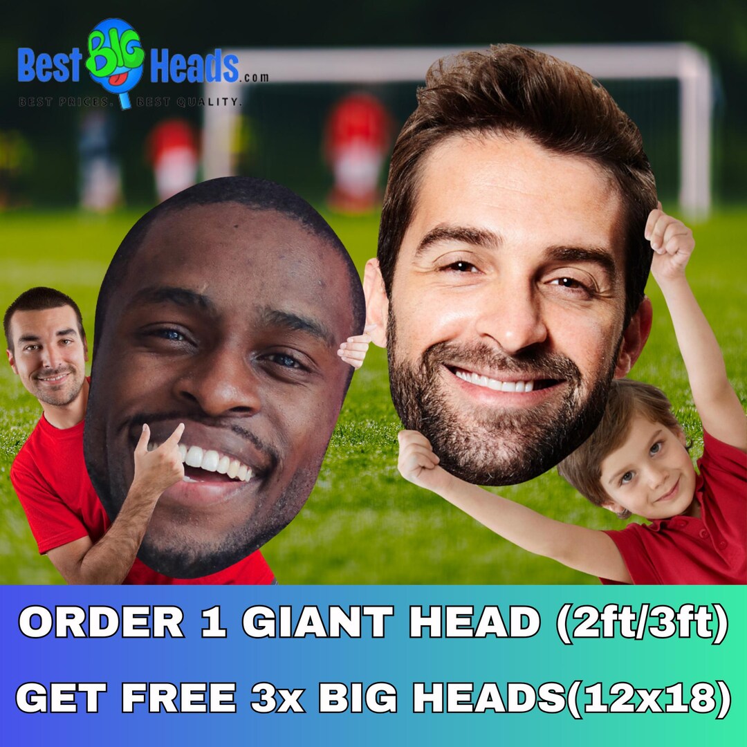 Sports Fan Large Face on Stick, Custom Big Head Cardboard Cutout ...