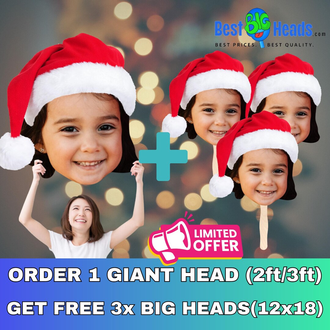 Santa Baby Face on a Stick, Custom Big Head Cardboard Cutouts, Party ...