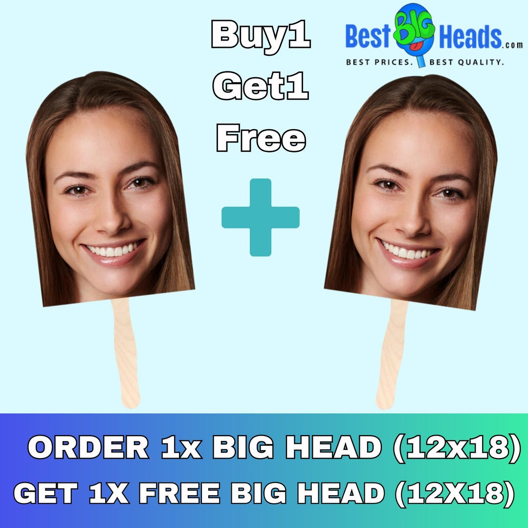 Buy1 Get1 Cardboard Big Head Cutouts , 12x18 Inch Face on a Stick ...