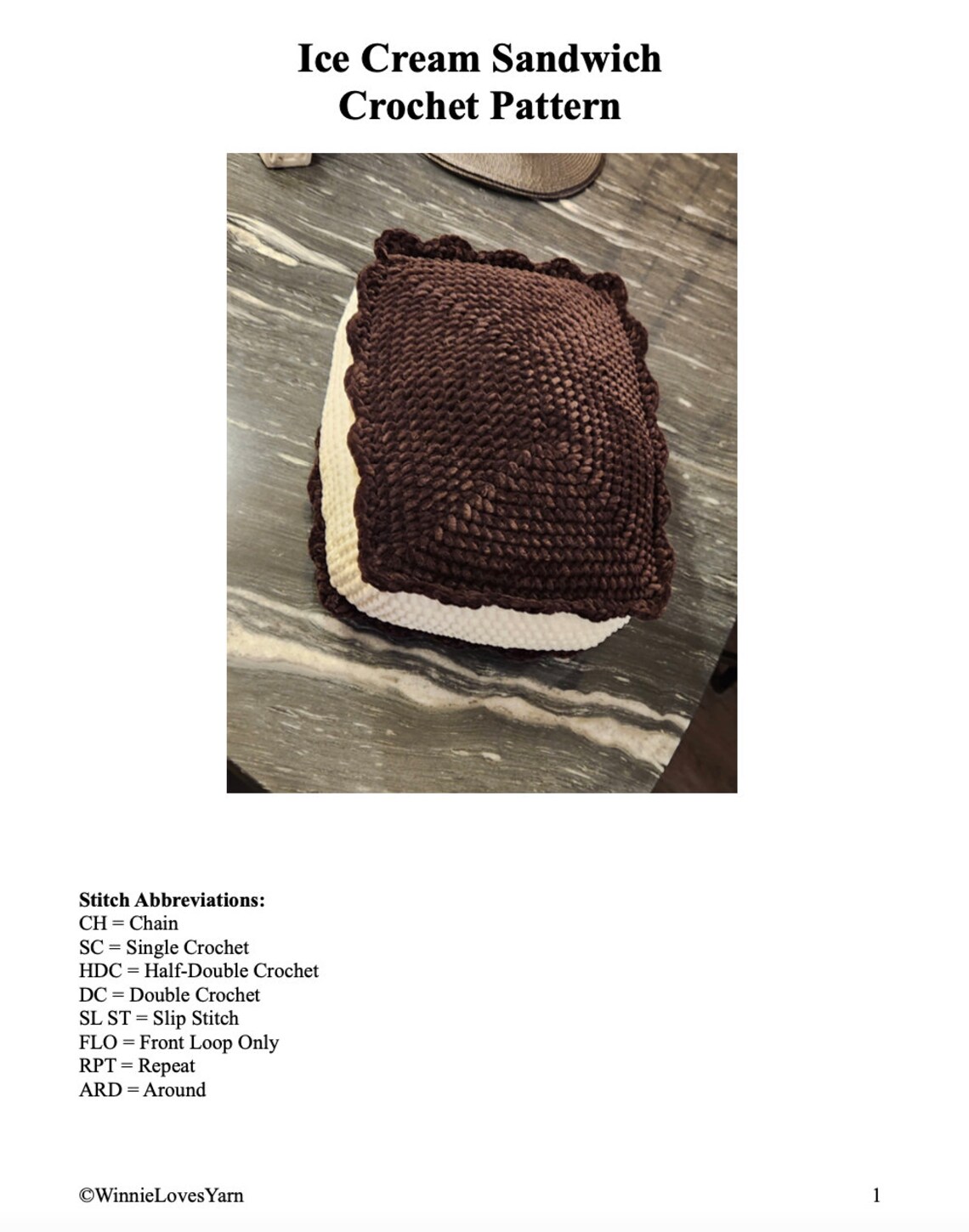 Giant Ice Cream Sandwich Pillow Crochet Pattern - Etsy